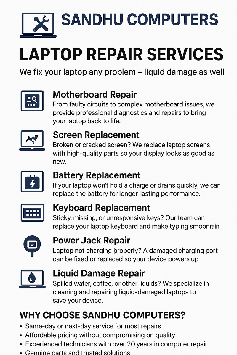 Laptop Repair Services at Sandhu Computers – Sandhu Computers Edmonton